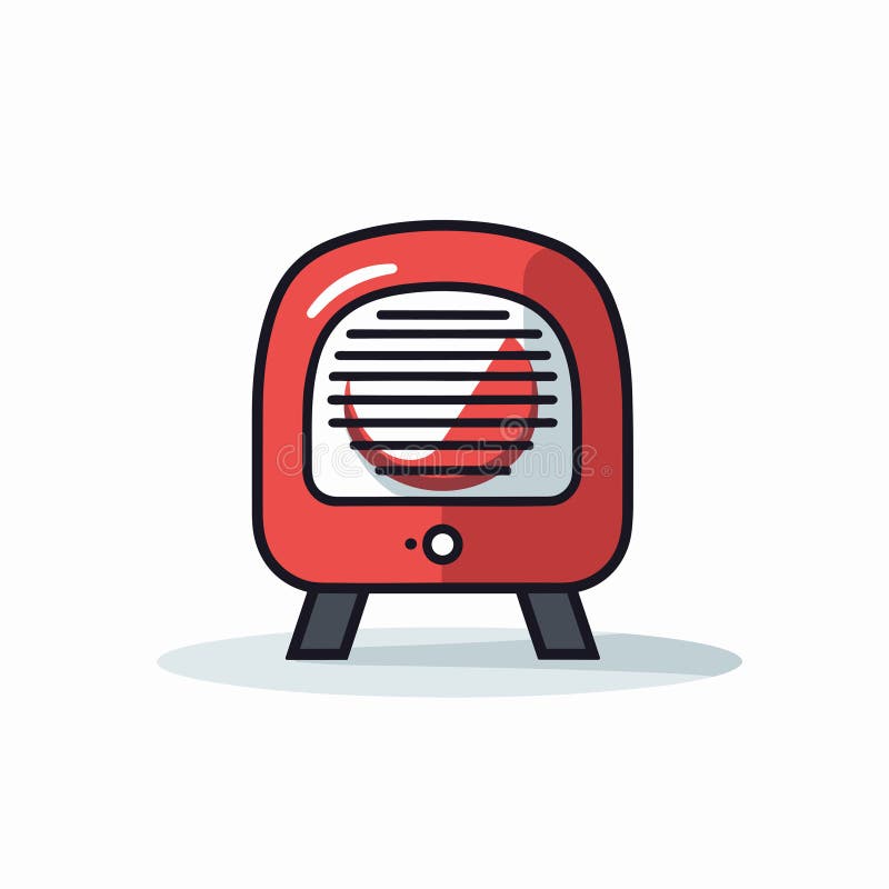 Vector of a Red Radio Icon Sitting on Top of a Table - Line Vector ...