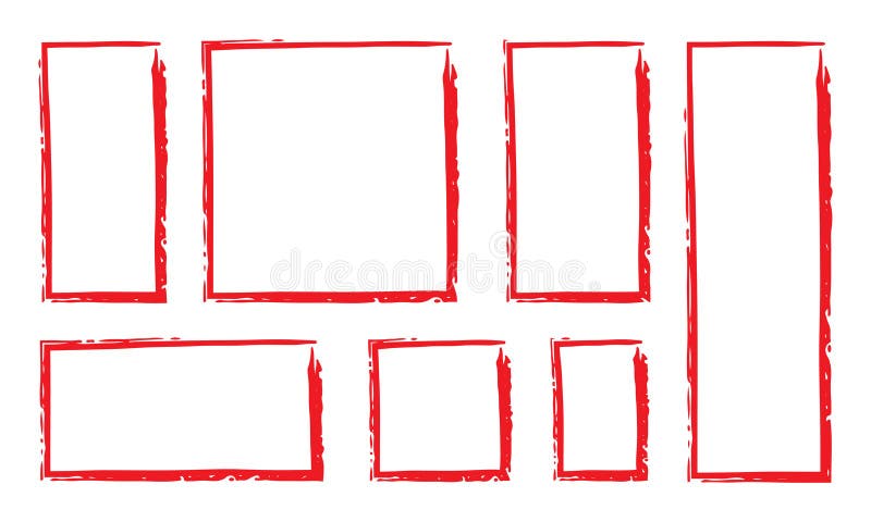 Vector Red Rectangle Paint Frame Set Stock Illustration - Illustration ...