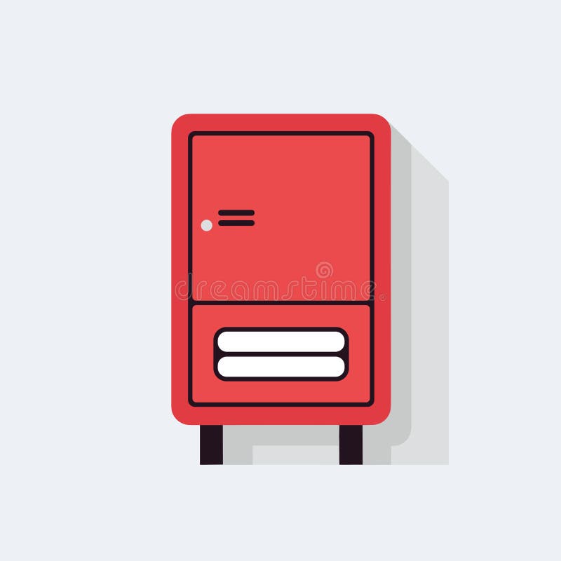 Vector of a Red Refrigerator on a White Wall - Minimalist Line Icon ...