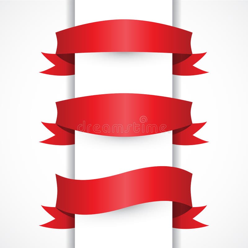 Vector Red Ribbon Simple Set, Arch, Flag Shapes. Horizontal Red Banners ...