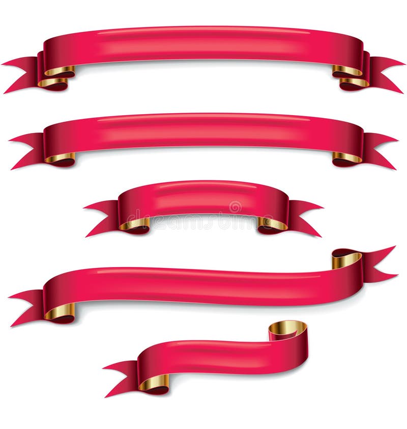 Red Banner Ribbon Set Vector Stock Vector - Illustration of colour ...