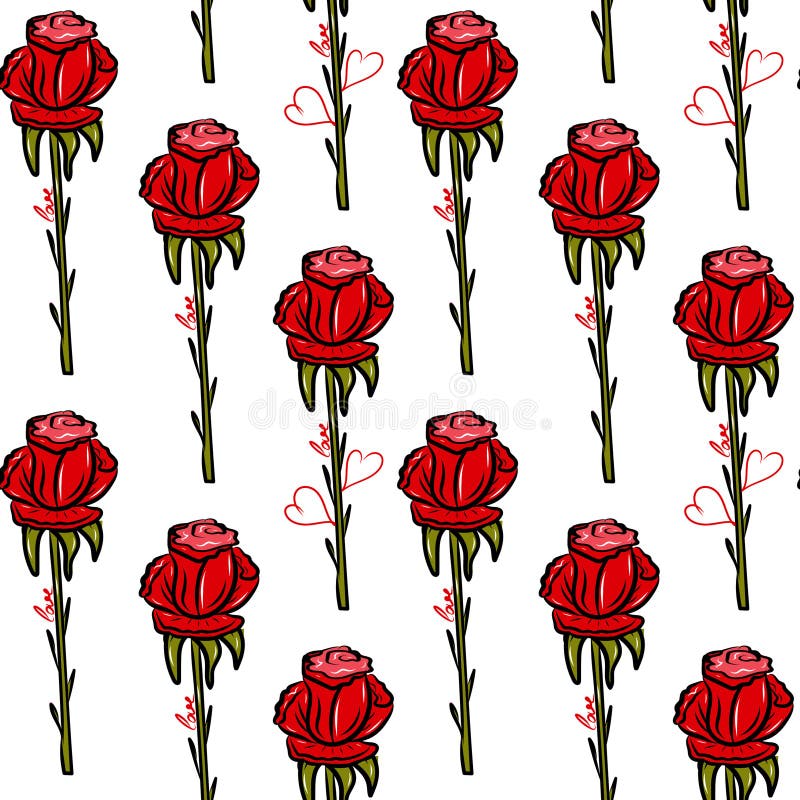 Vector Red Rose Flower Seamless Pattern. Bordo Background, Allover ...