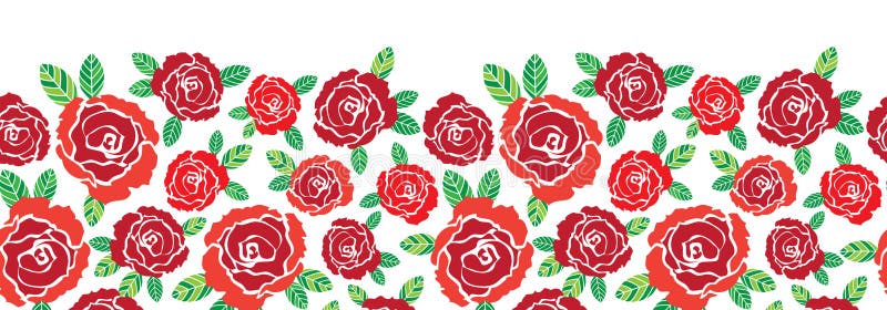 Vector Red Roses Horizontal Seamless Pattern Stock Vector ...