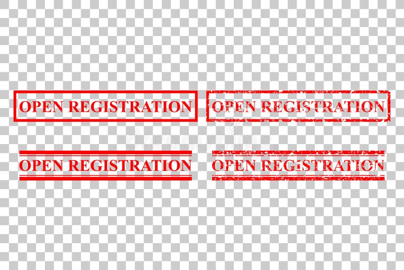 Red Rubber Stamp Effect Open Registration at Transparent Effect ...