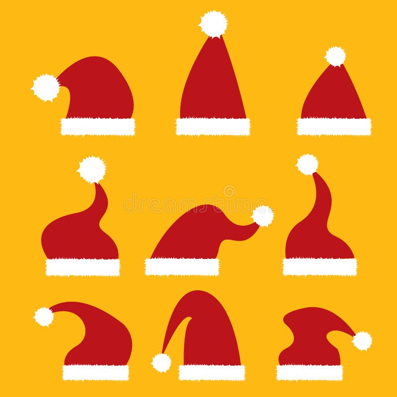 Vector Red Santa Hat Icon Set. Stock Vector - Illustration of ...