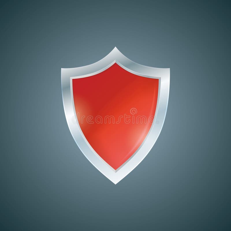 Vector Red Shield. Defense Icon. Protection Concept. Stock Vector ...