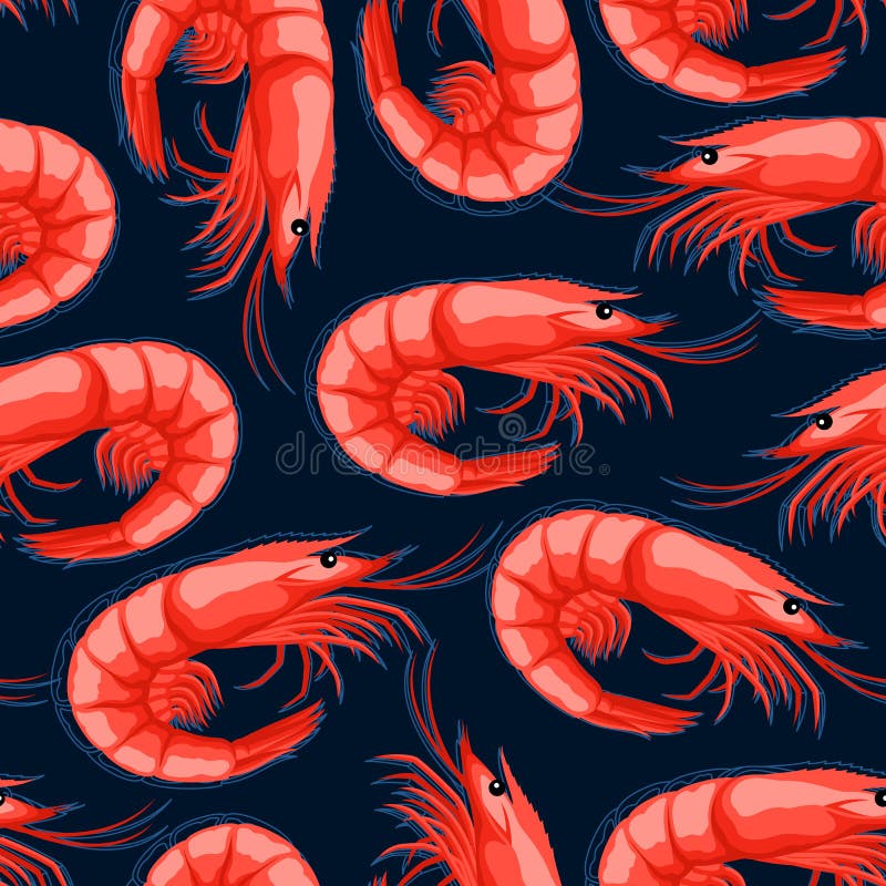 Seafood Seamless Pattern stock vector. Illustration of isolated - 57734299