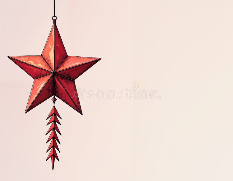 Vector a Red Star Ornament Hanging from a String with a Pink Background ...