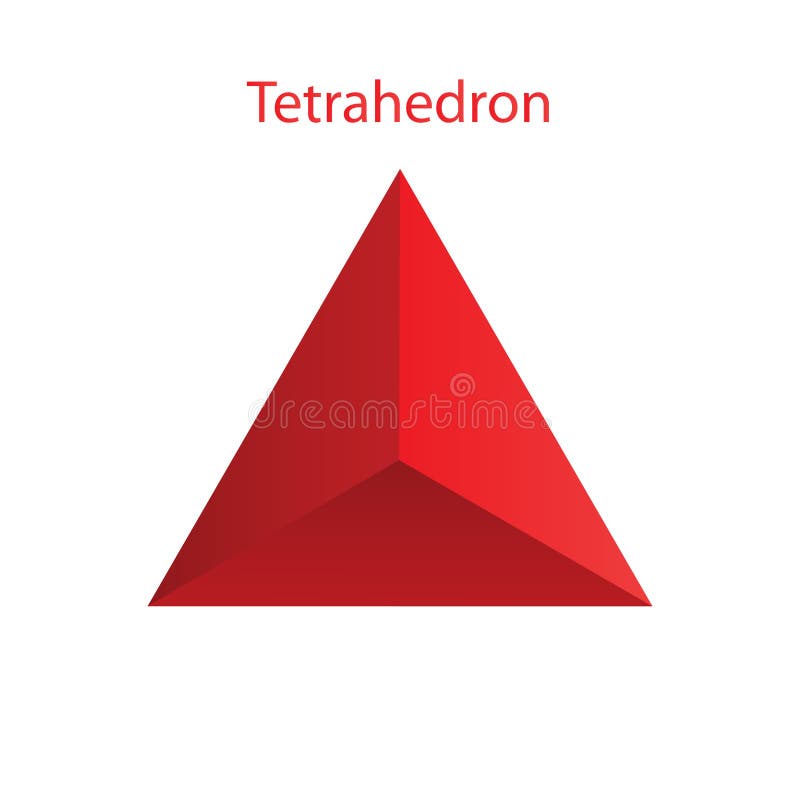 Vector Red Tetrahedron with Gradients for Game, Icon, Package Design or ...