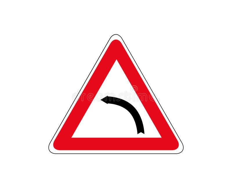 Vector Red Triangle Traffic Sign Left Turn. Vector Illustration Stock ...