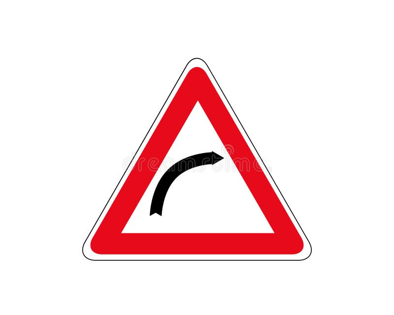 Vector Red Triangle Traffic Sign Right Turn. Vector Illustration Stock ...
