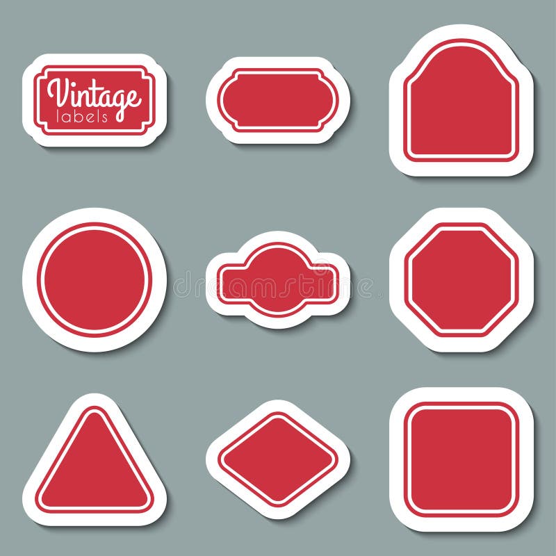 Vector Red Vintage Labels Set. Frames for Design Stock Vector ...
