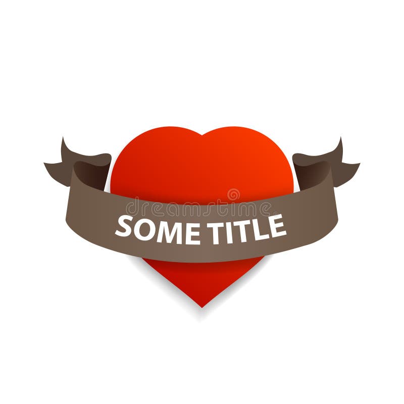 Vector Red Volumetric Heart with Brown Ribbon Around for Your Title ...