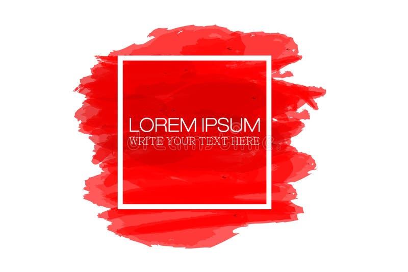 Red Water Color Text Frame with White Square Shape Line Stock Vector ...