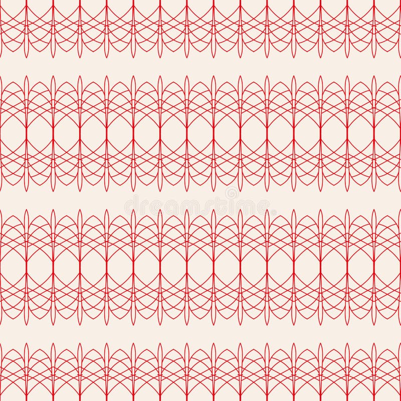 Vector Red White Lace, Lines Seamless Pattern Stock Illustration ...