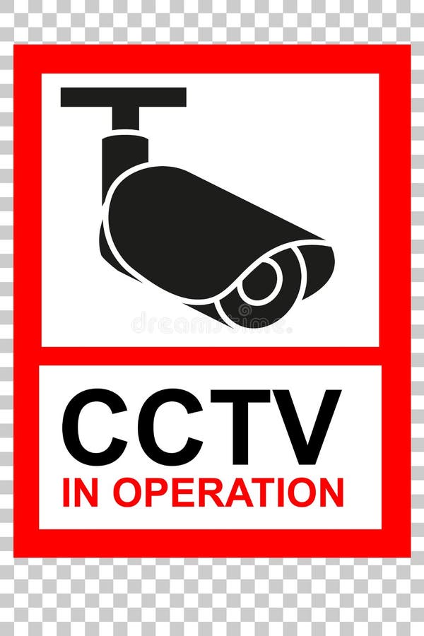 Red and White Sign, CCTV in Operation Stock Vector - Illustration of ...