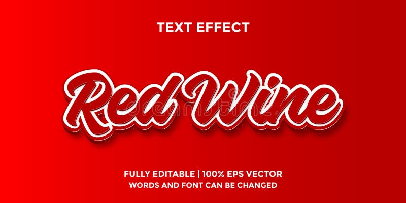 Vector Red Wine Text Effect - Editable Text Effect Stock Vector ...