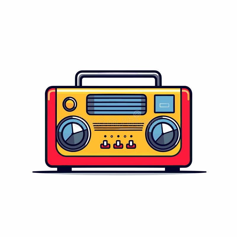 A Yellow Radio with a Clock on it, AI Stock Illustration - Illustration ...