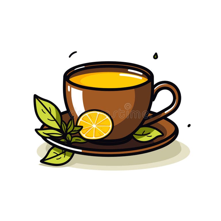 Vector of a Refreshing Cup of Tea with a Zesty Slice of Lemon on a ...