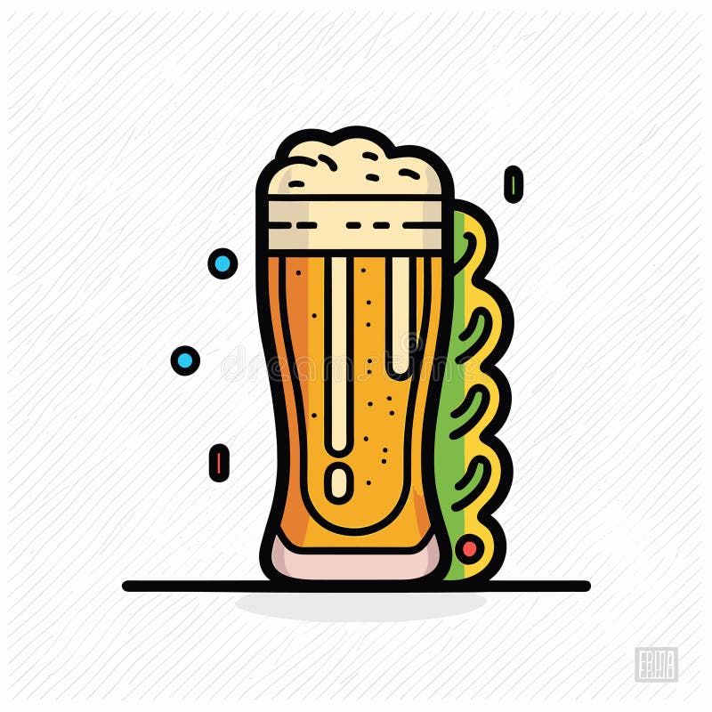 Vector of a Refreshing Glass of Beer on a Table Stock Vector ...