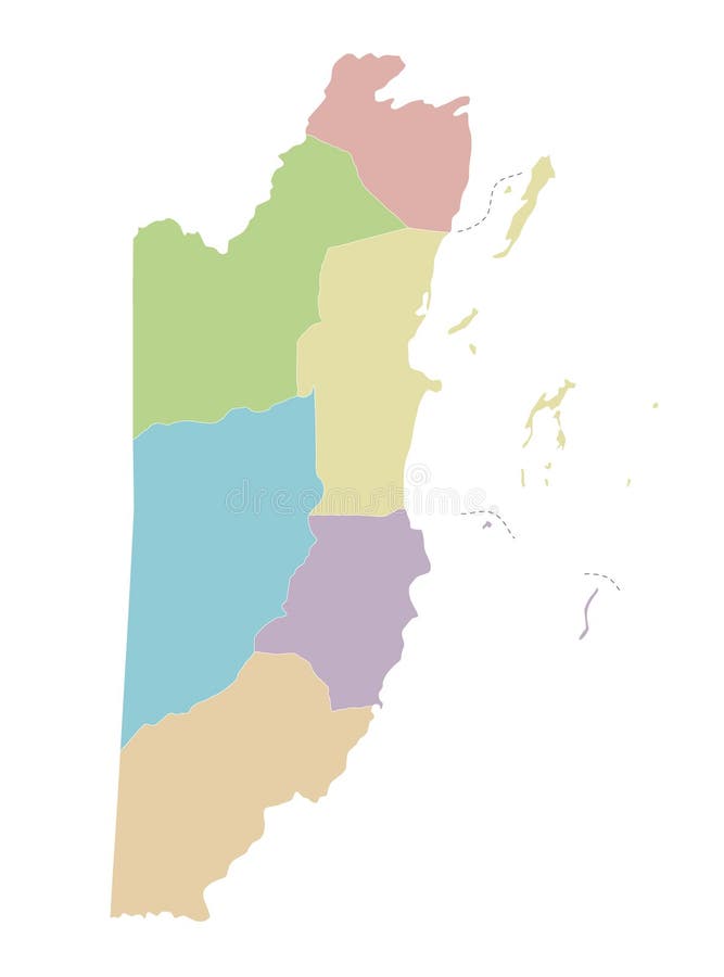 Vector Regional Blank Map of Belize with Districts or Territories and Administrative Divisions ...