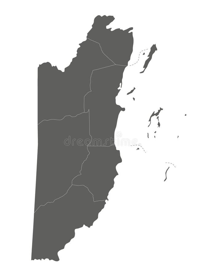Vector Regional Blank Map of Belize with Districts or Territories and ...
