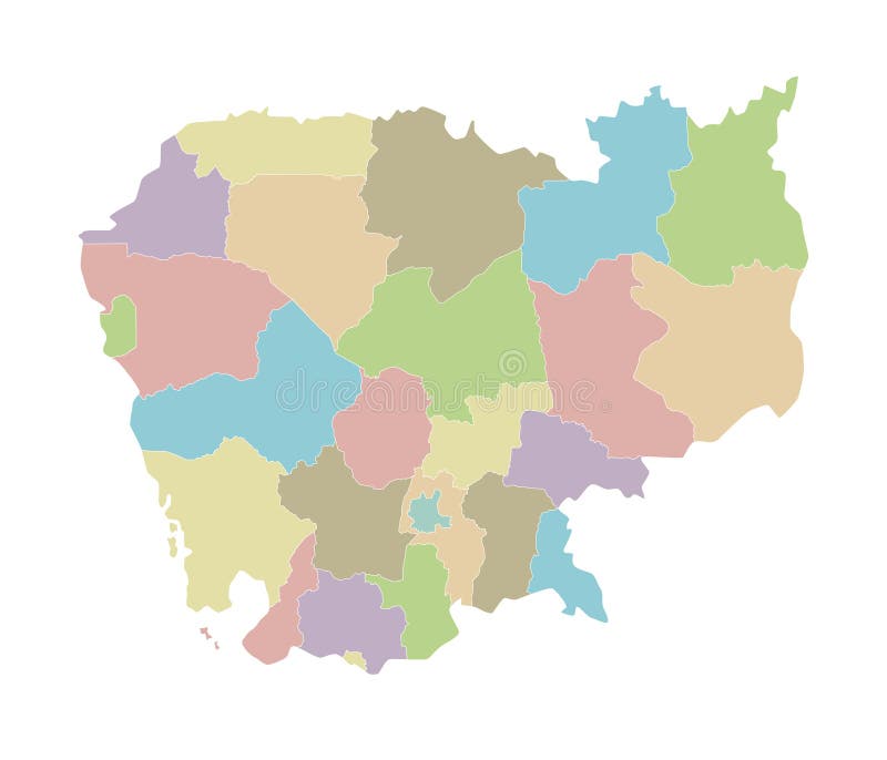 Vector Regional Blank Map of Cambodia with Provinces and Administrative ...