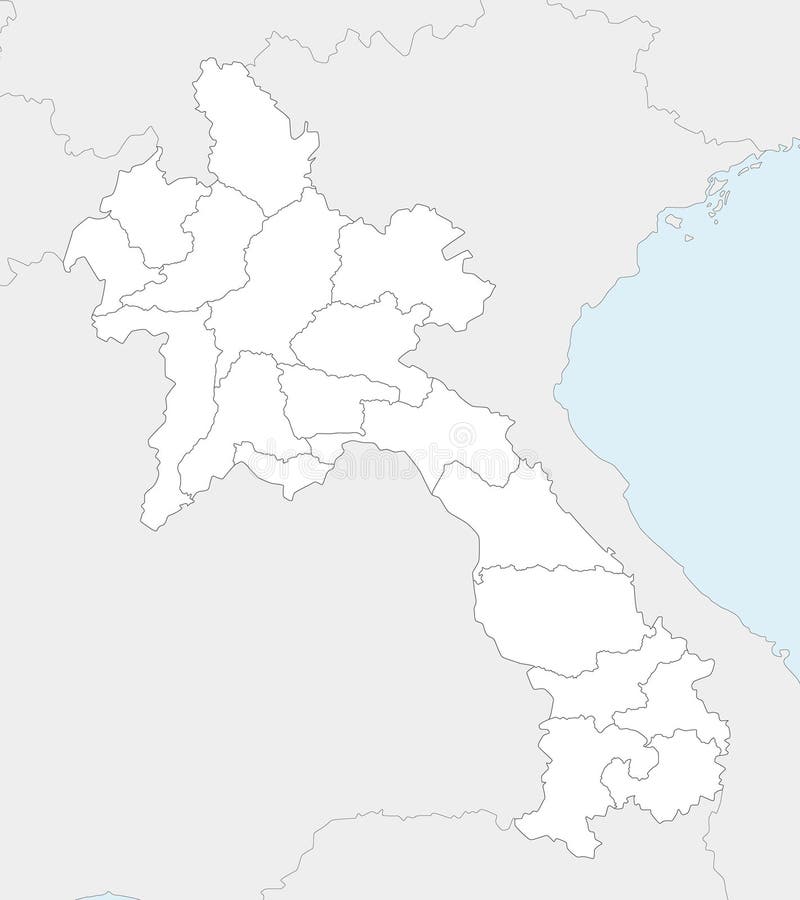 Vector Regional Blank Map of Laos with Provinces and Administrative Divisions, and Neighbouring ...