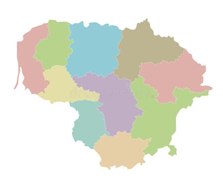 Vector Regional Blank Map of Lithuania with Counties and Administrative ...