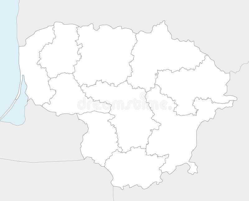 Vector Regional Blank Map of Lithuania with Counties and Administrative ...
