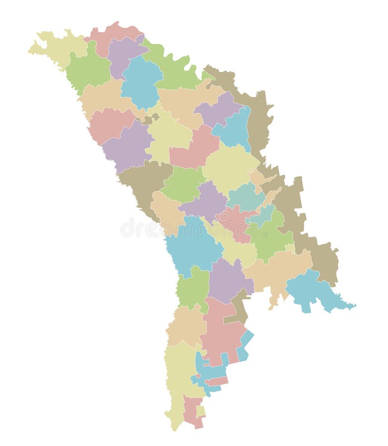 Vector Regional Blank Map of Moldova with Administrative Divisions in ...