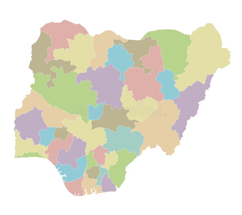 Vector Regional Blank Map of Nigeria with States and Administrative ...