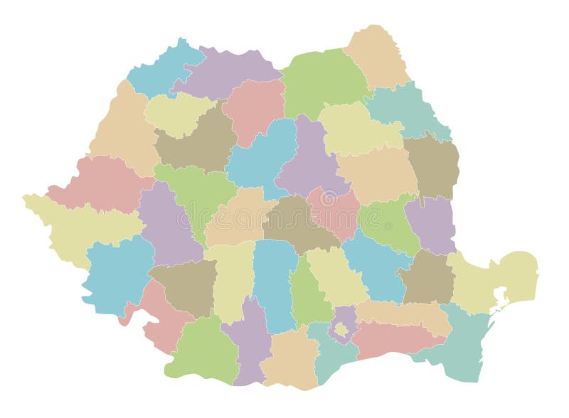 Vector Regional Blank Map of Romania with Counties or Territories and ...