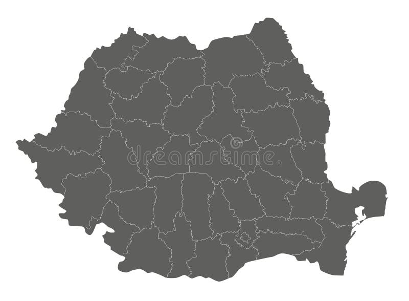 Vector Regional Blank Map of Romania with Counties or Territories and ...