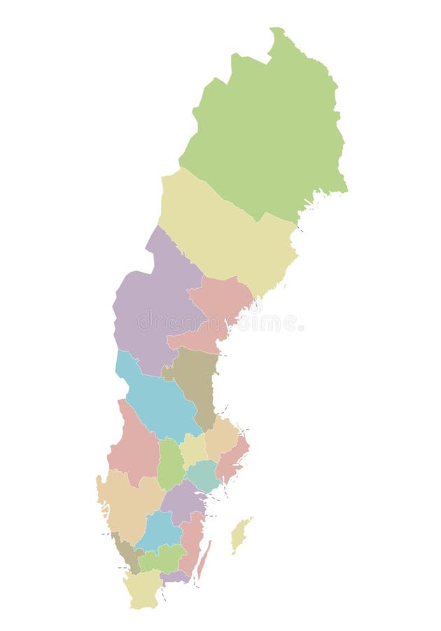 Vector Regional Blank Map of Sweden with Counties and Administrative ...