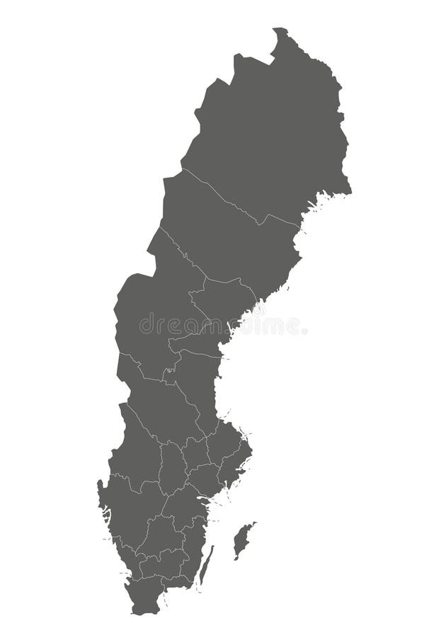Vector Regional Blank Map of Sweden with Counties and Administrative ...