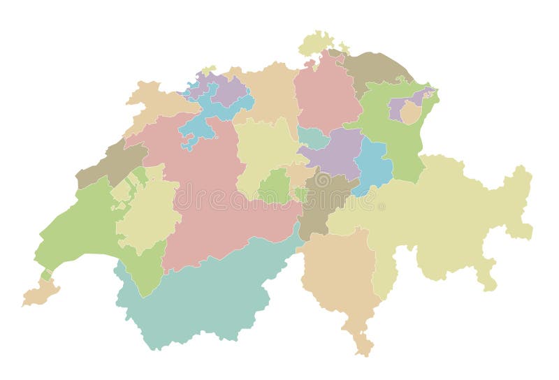Vector Regional Blank Map of Switzerland with Cantons or Territories ...