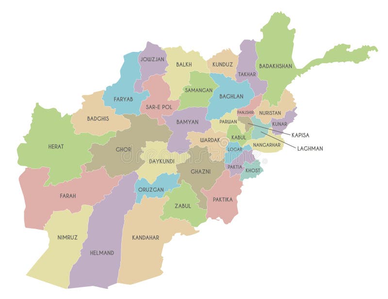 Vector Regional Map of Afghanistan with Provinces or Territories and ...