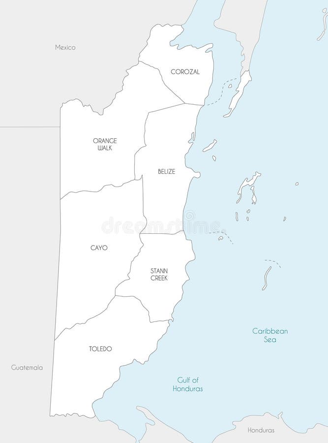 Vector Regional Map of Belize with Districts and Administrative ...