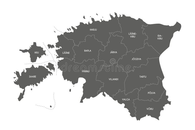 Vector Regional Map of Estonia with Counties and Administrative ...