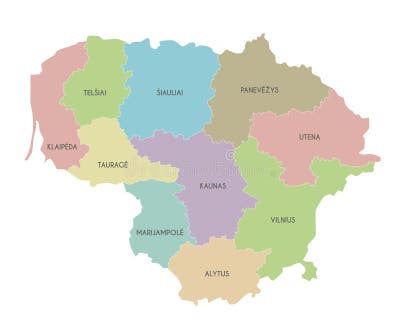 Vector Regional Map of Lithuania with Counties and Administrative ...