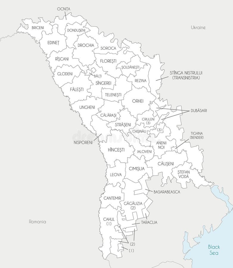 Vector Regional Map of Moldova with Administrative Divisions in ...