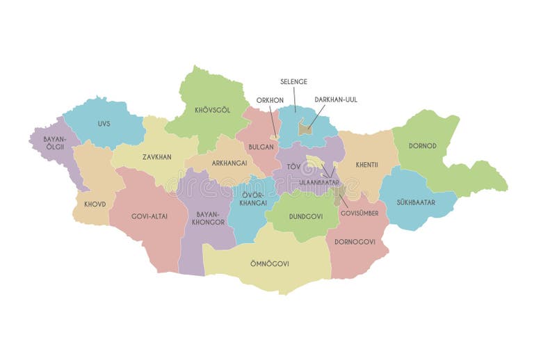 Vector Regional Map of Mongolia with Provinces and Administrative ...