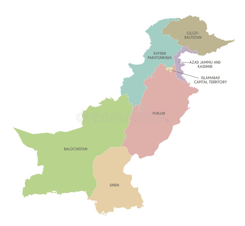 Vector Regional Map of Pakistan with Provinces and Territories and ...