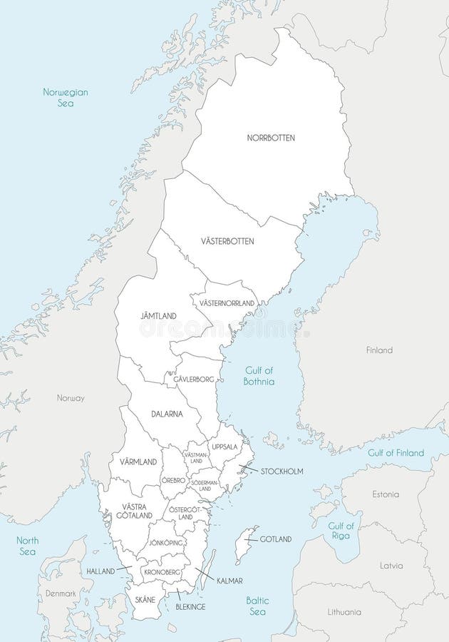 Vector Regional Map of Sweden with Counties and Administrative ...