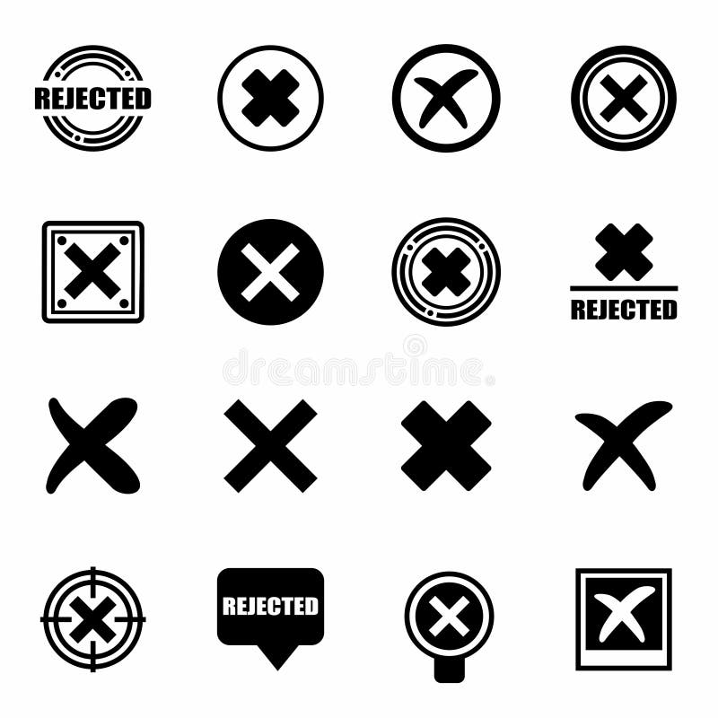 Vector rejected icon set stock vector. Illustration of black - 53016684