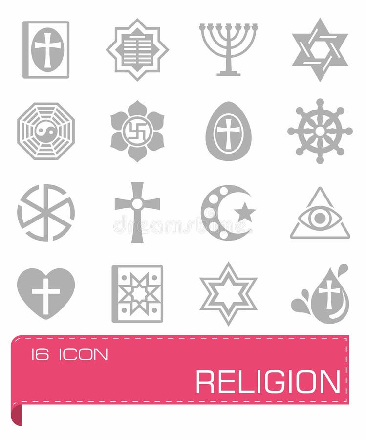 Vector Religious Symbols Icon Set Stock Vector - Illustration of hand ...