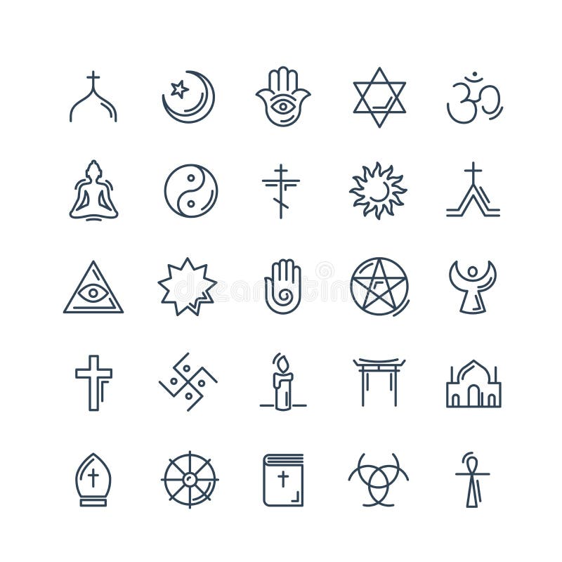 Vector Religion Icons Set Thin Style Stock Vector - Illustration of ...