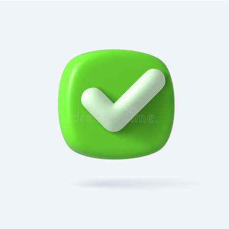 Vector Render 3d of Right Check Mark Box. Green Approvement Icon or ...