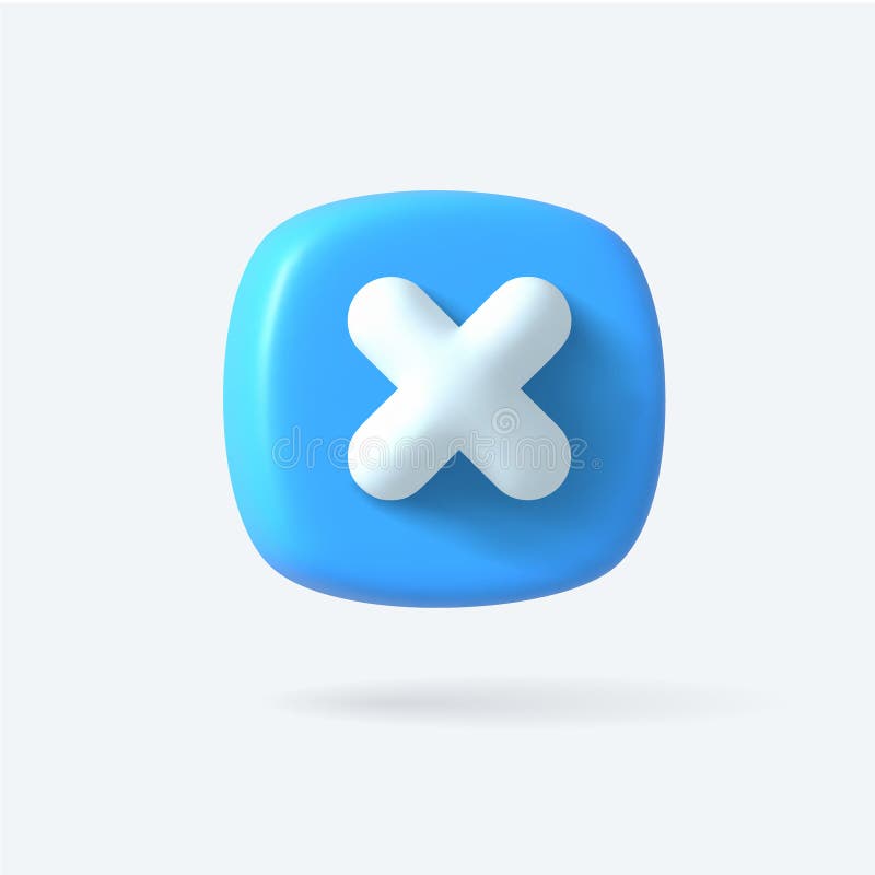 Vector Render 3d of Right Cross Icon. Blue Color. Approvement Icon or ...